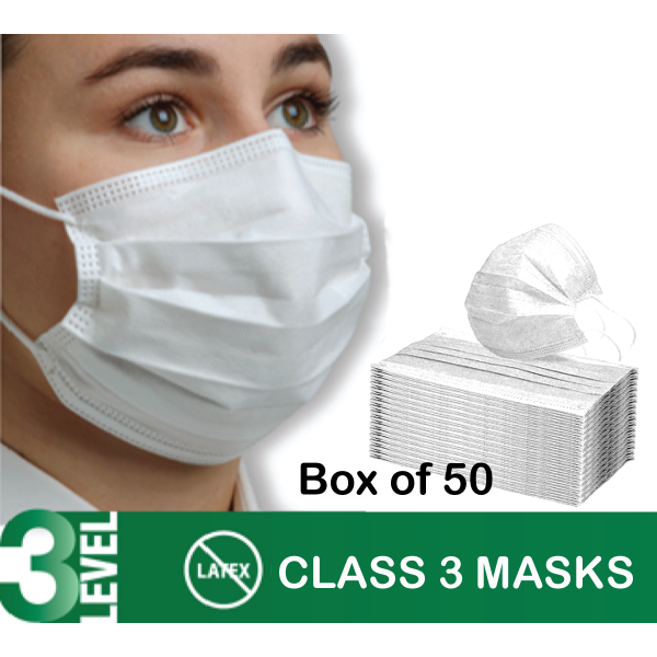 Box of 50 Class 3 Surgical Face Masks - Like N95