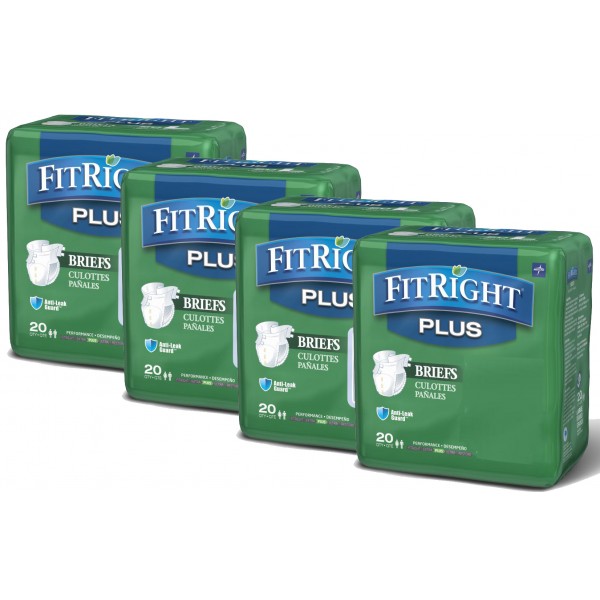 Medline FitRight Plus Briefs - 80 Pack | Go Home Medical.com