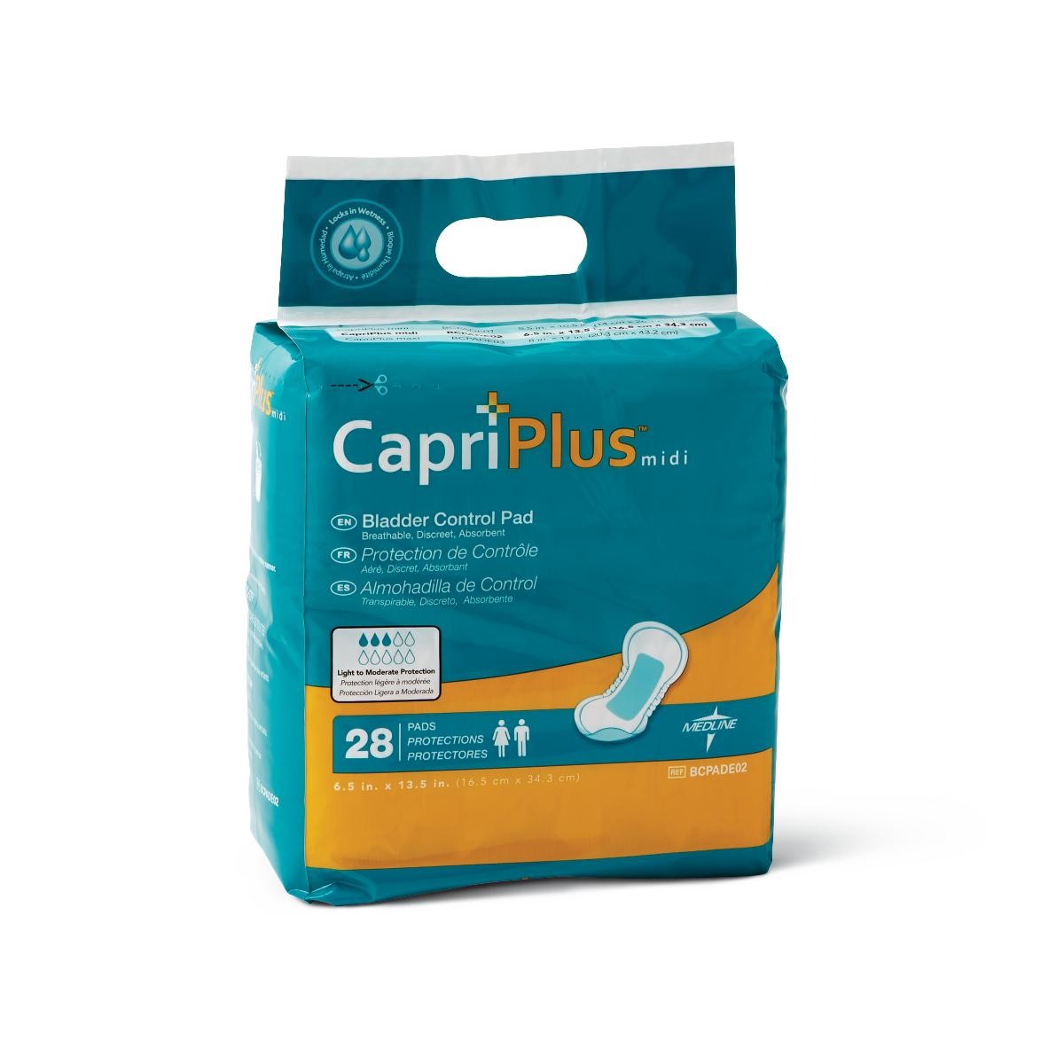 Capri Plus Bladder Control Pads Midi 6.5"X13.5"