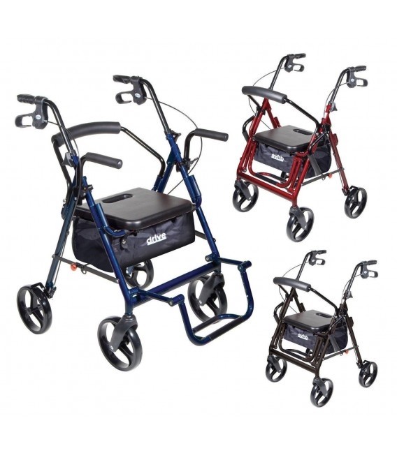 Drive Medical Duet Transport Wheelchair Walker Rollator
