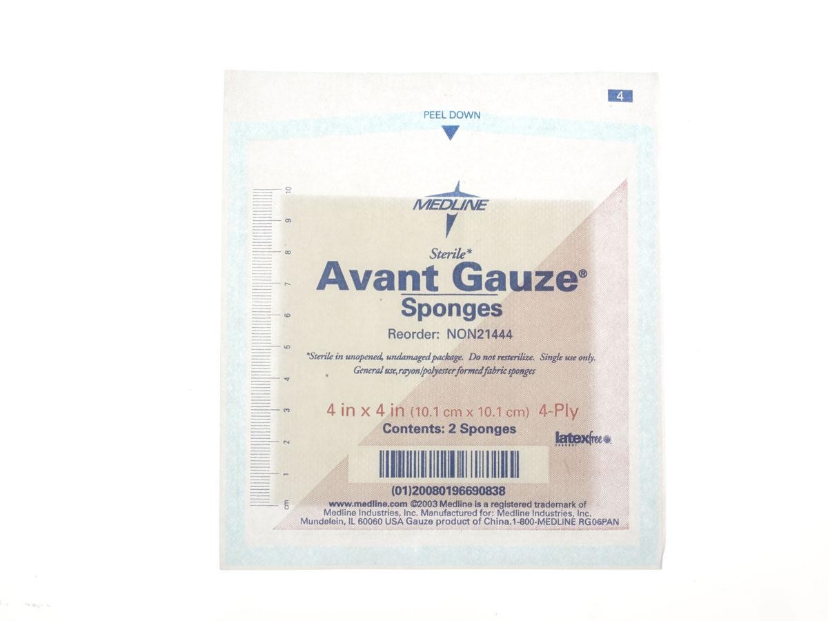 Medline Avant Gauze Non-Woven Sterile Sponges - 4"X4" 4-PLY (Case of 1200)