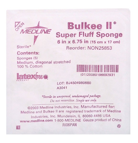 Medline Sterile Bulkee Super Fluff Sponge